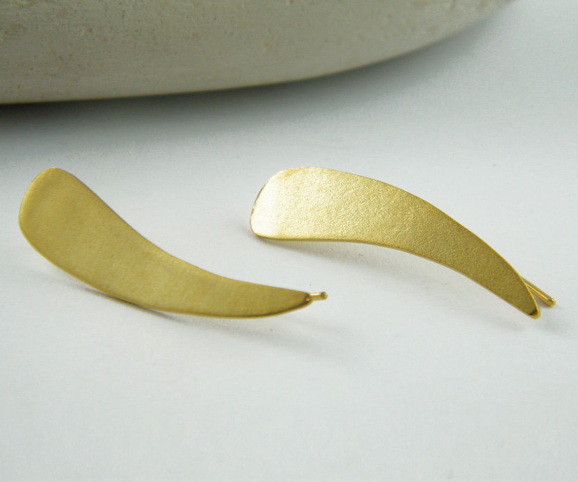 Ear Pin Gold Earrings Flat Earrings Ear Cuff Ear Climber - Etsy