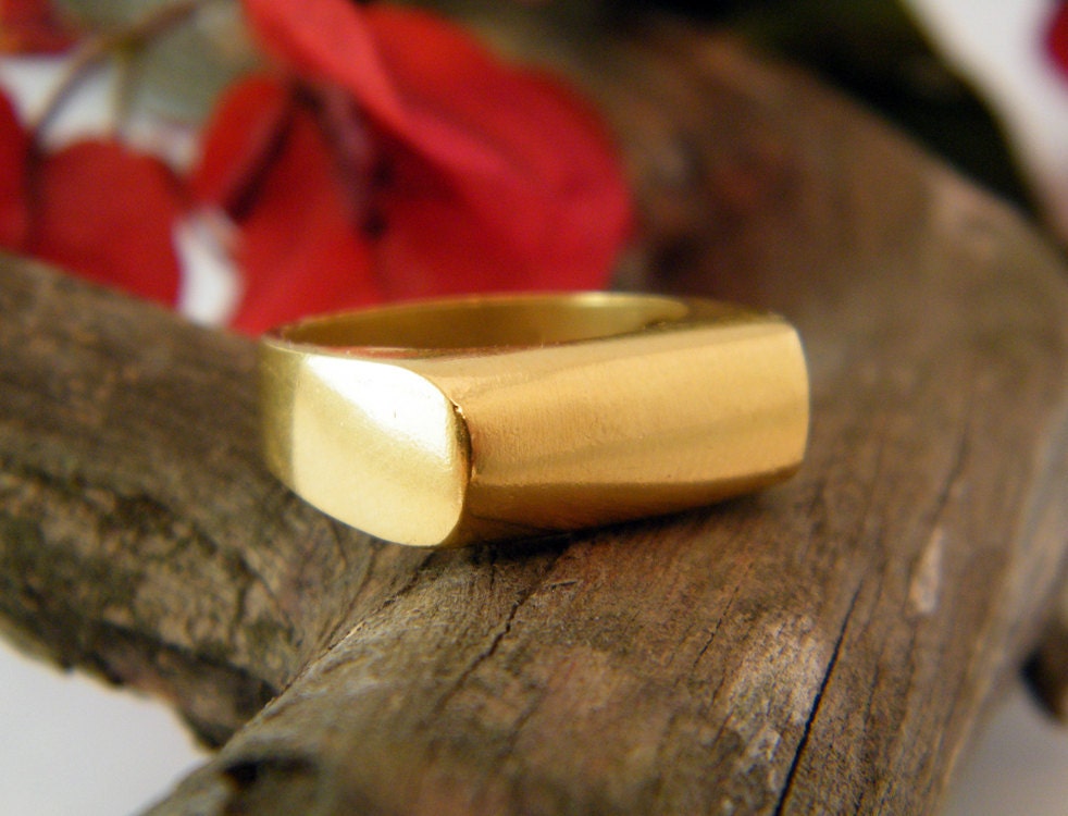 Gold Signet Ring Rectangle Ring - Etsy
