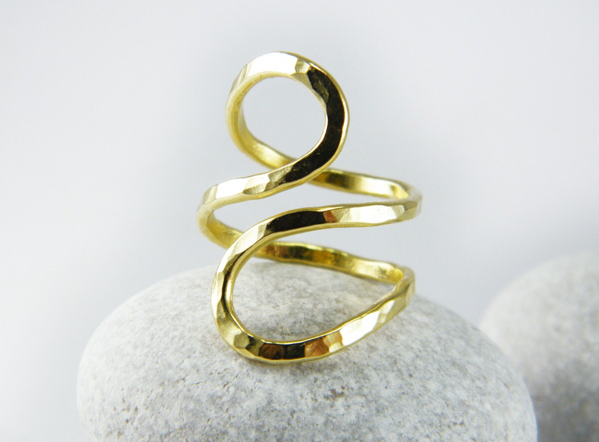Abstract Statement Ring Infinity Gold Hammered Ring - Etsy Israel