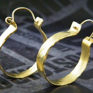 Hammered Gold Hoop Earrings Textured Hoops Medium Hoops Gypsy Hoops ...