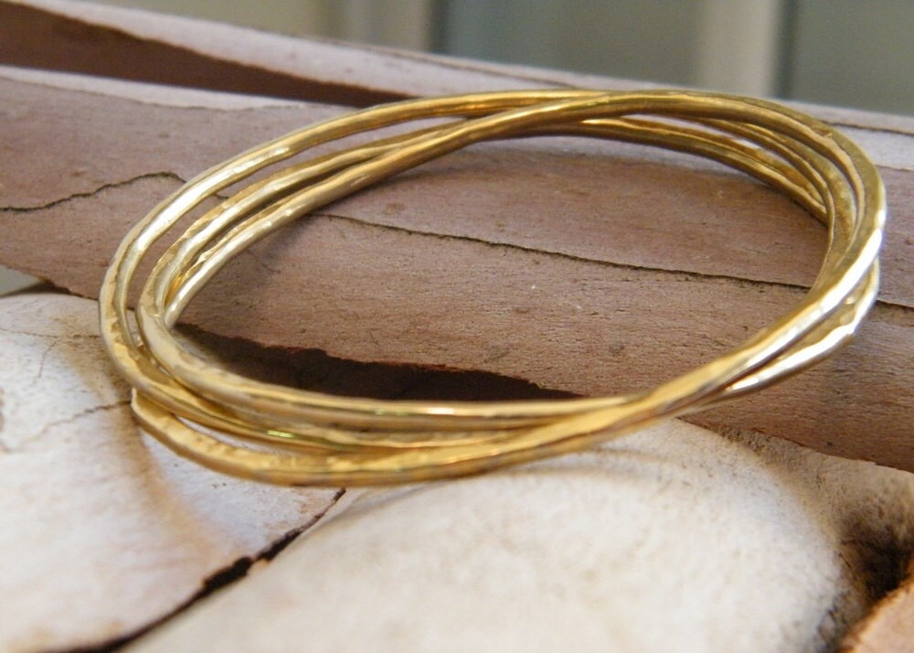 Trio Bangles Gold Handmade Bangle Rustic Bangle Stacking Bangle ...