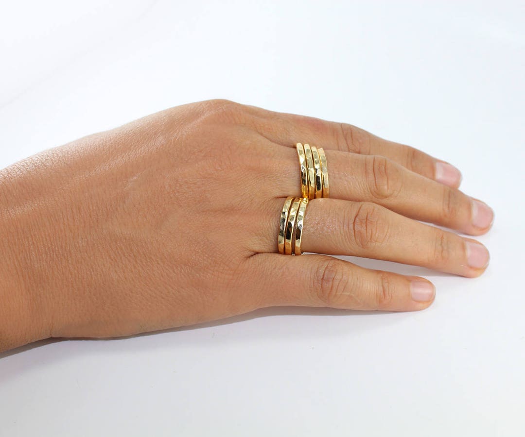 Gold Stack Ring Stackable Gold Rings Hammered Stacking Rings Gold ...