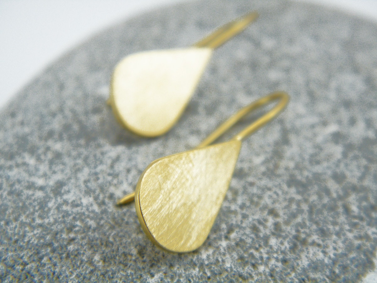 Tear Drop Gold Dangle Earrings Small Dangle Gold Drop Earrings | Etsy
