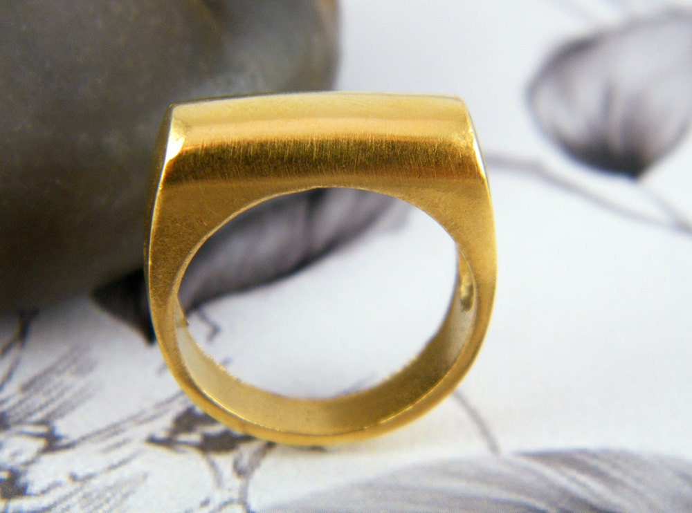 Gold Signet Ring Rectangle Ring - Etsy