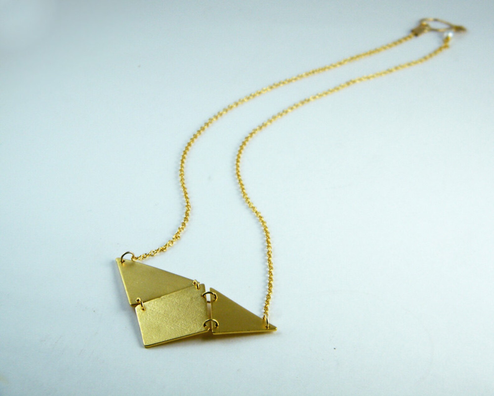 Geometric Gold Necklace Triangle Necklace | Etsy