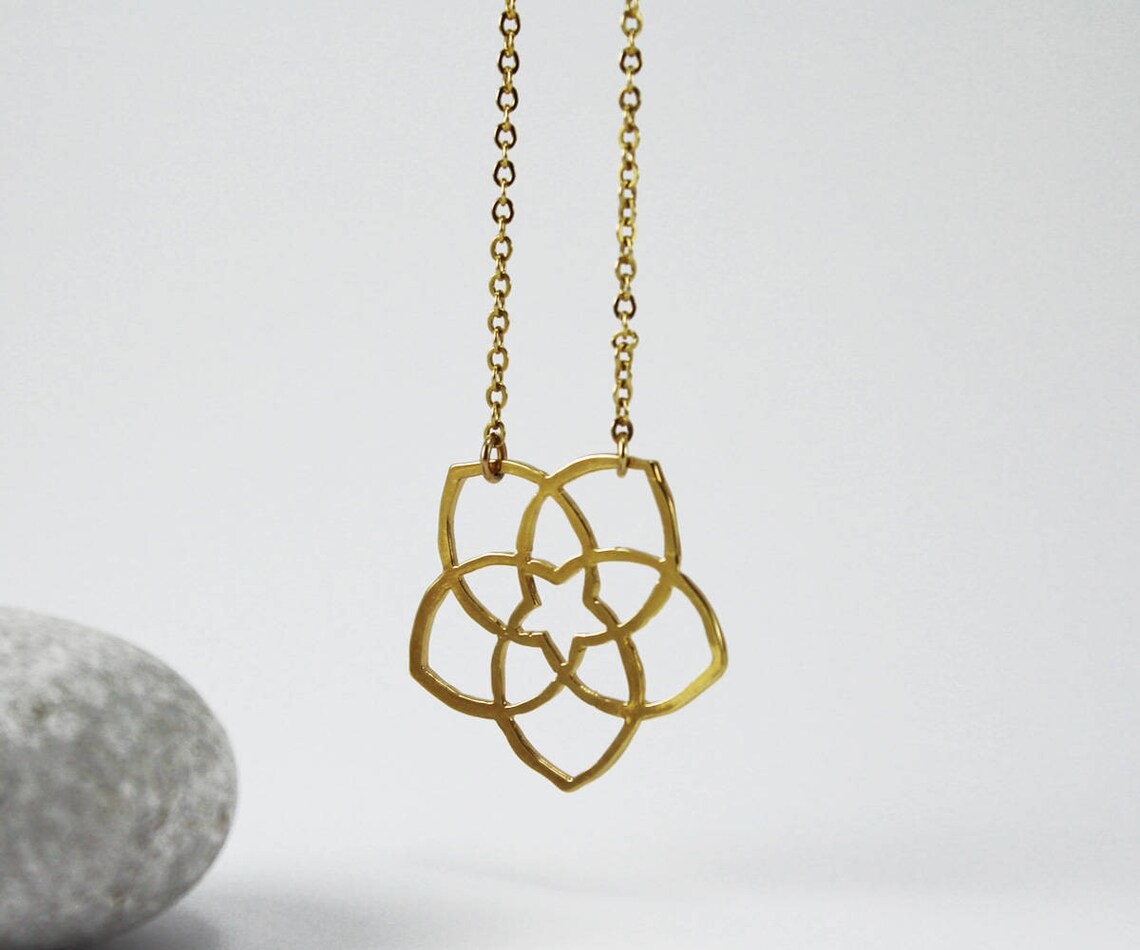 Gold Star Necklace Gold Flower Pendant Mandala Necklace - Etsy