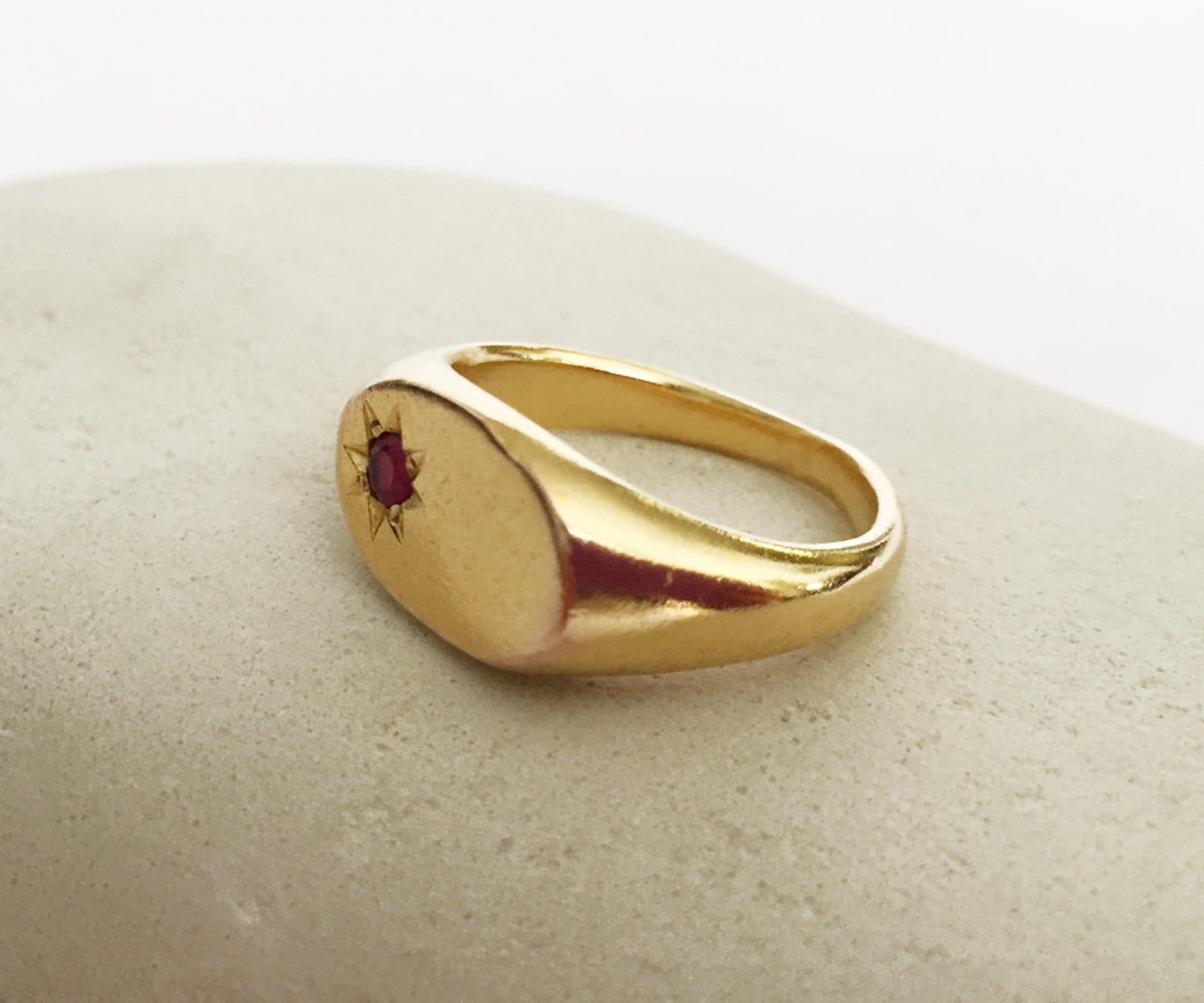 Signet Ring Red Ruby Ring Gold Emerald Ring Zirkon Ring Gold Signet ...