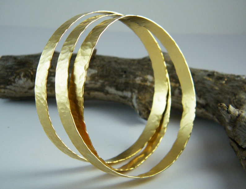 Chunky Gold Bracelet Hammered Statement Bangle Wide Bangle - Etsy