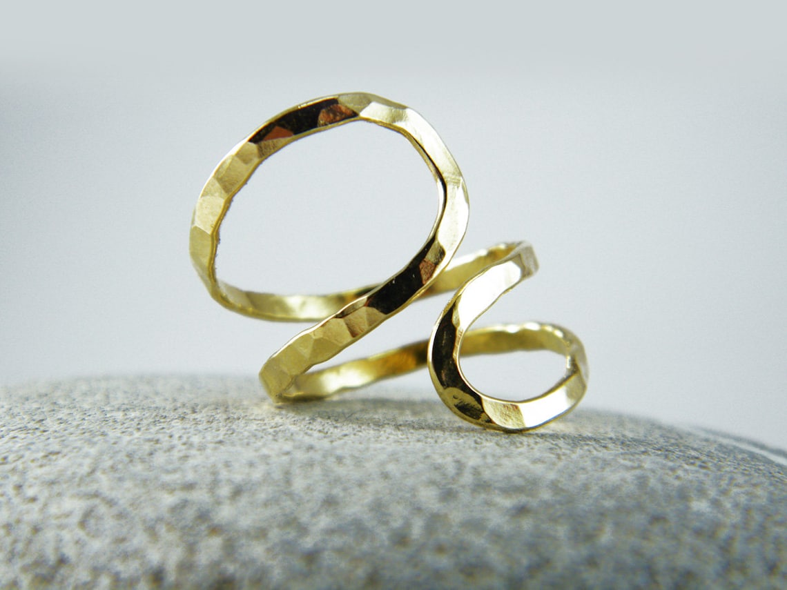 Infinity Gold Ring Gold Abstract Ring Statement Ring Hammered | Etsy