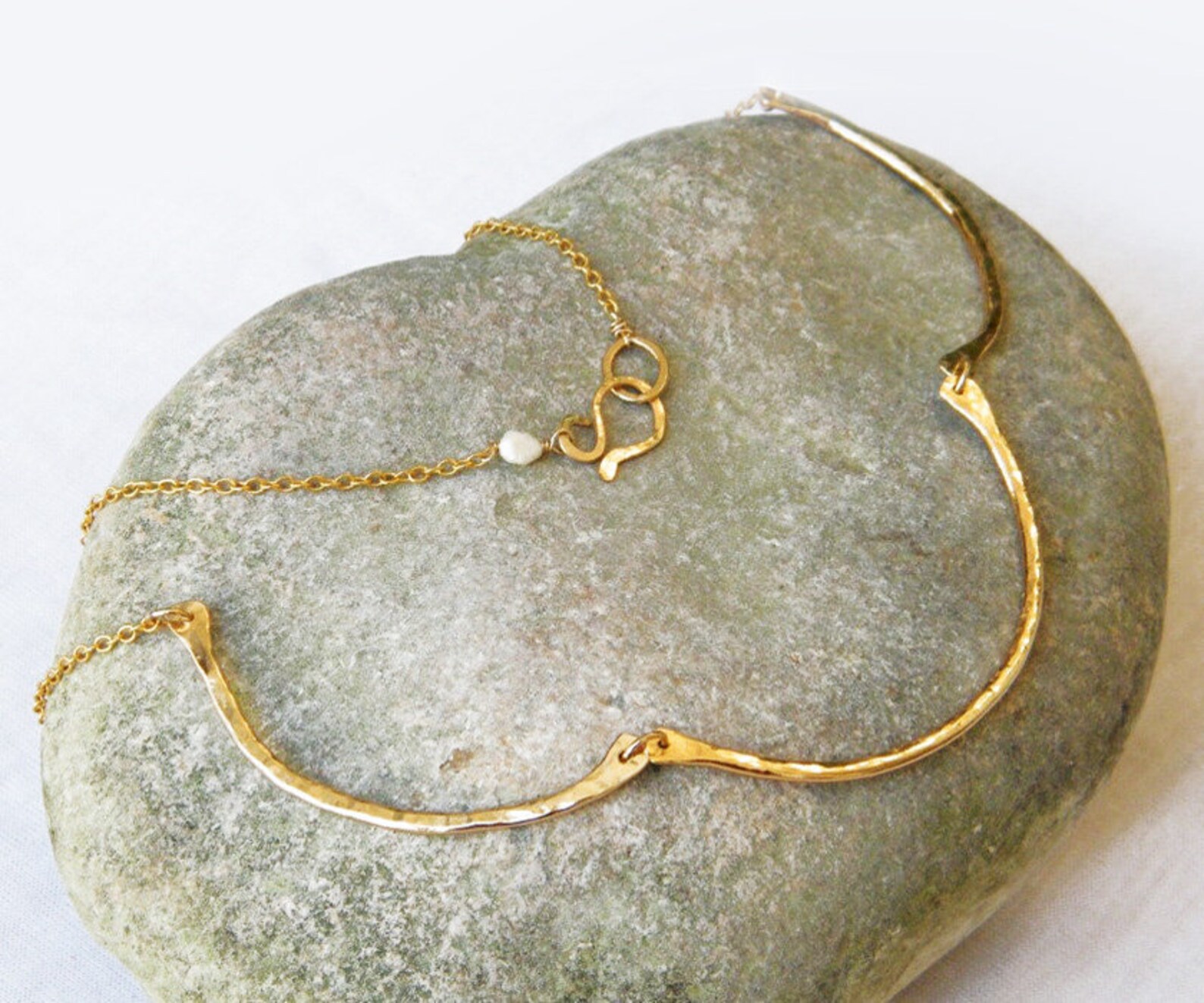 Gold Curved Bar Necklace Elegant Necklace Unique Gold - Etsy