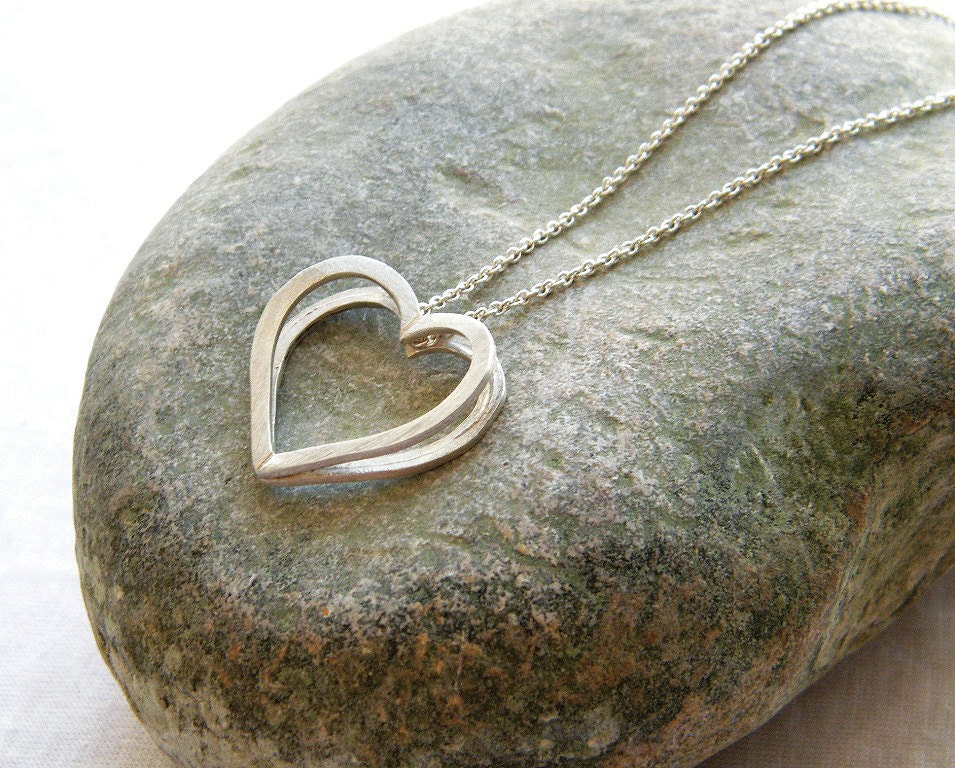 Valentines jewelry gift for her Sterling silver heart pendant | Etsy