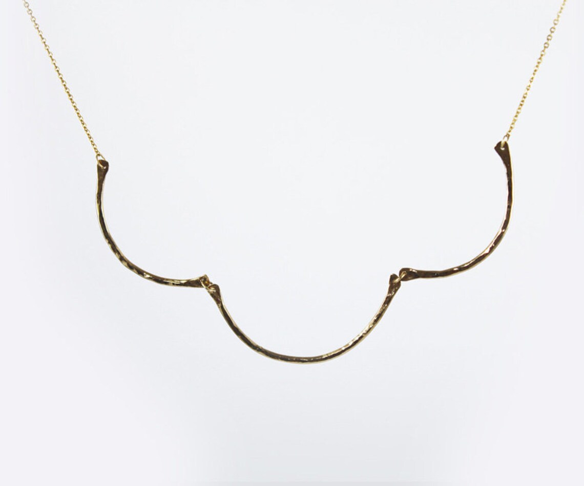 Gold Curved Bar Necklace Elegant Necklace Unique Gold - Etsy