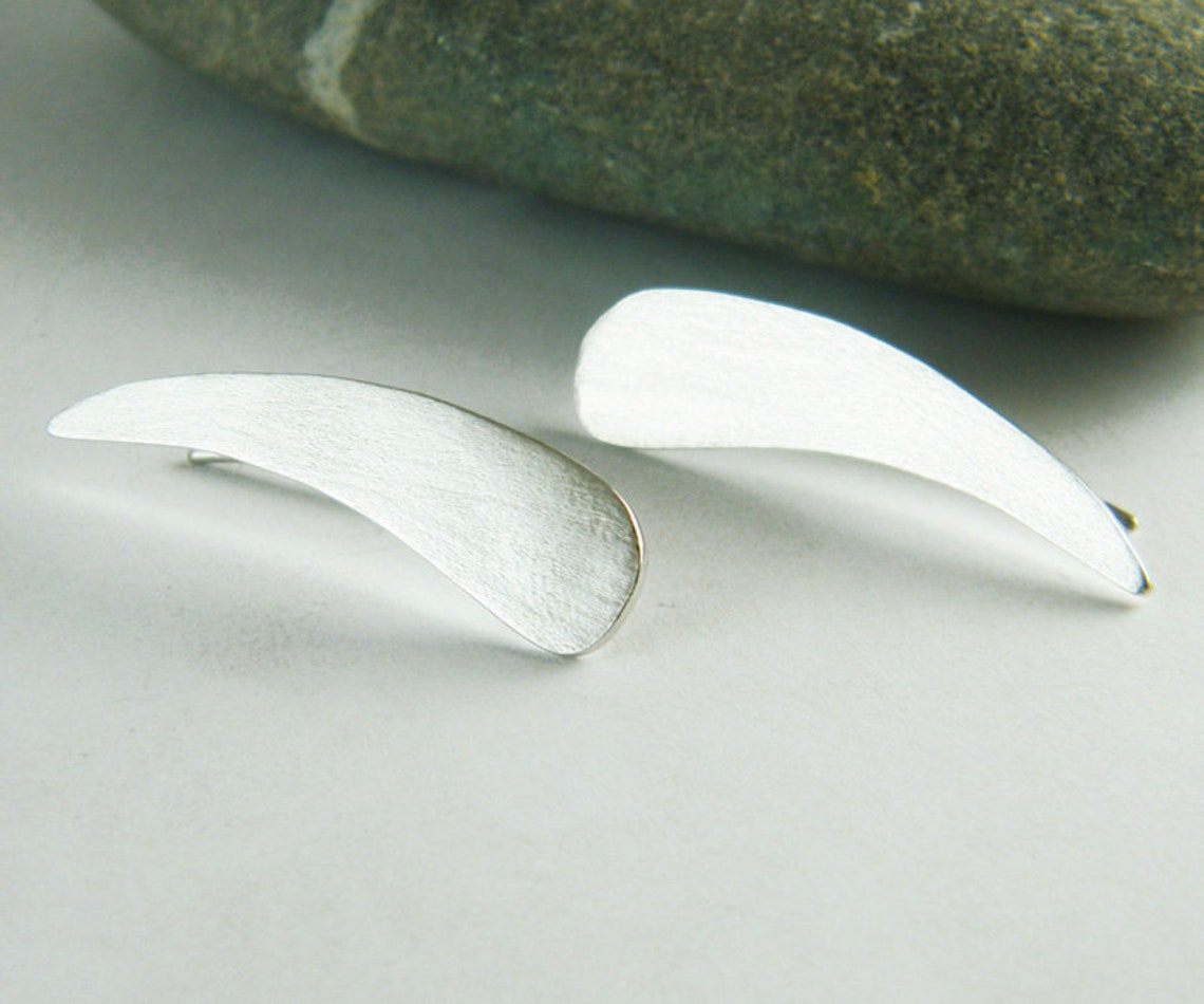 Ear Pin Earring Silver Ear Cuff Ear Climber Flat Earring - Etsy