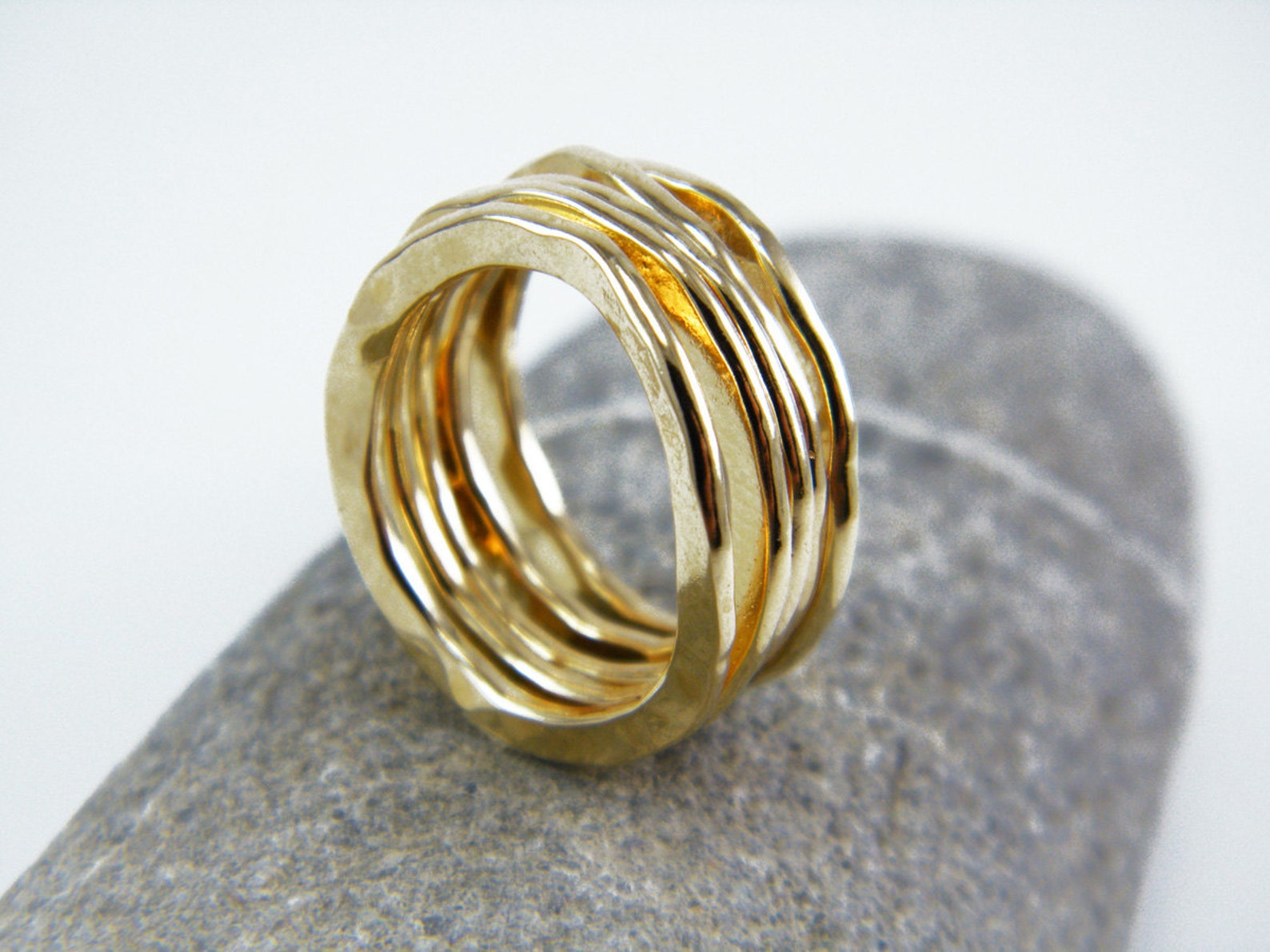 Hammered Stacking Rings Gold Stacking Band Stackable Gold Rings Rustic ...