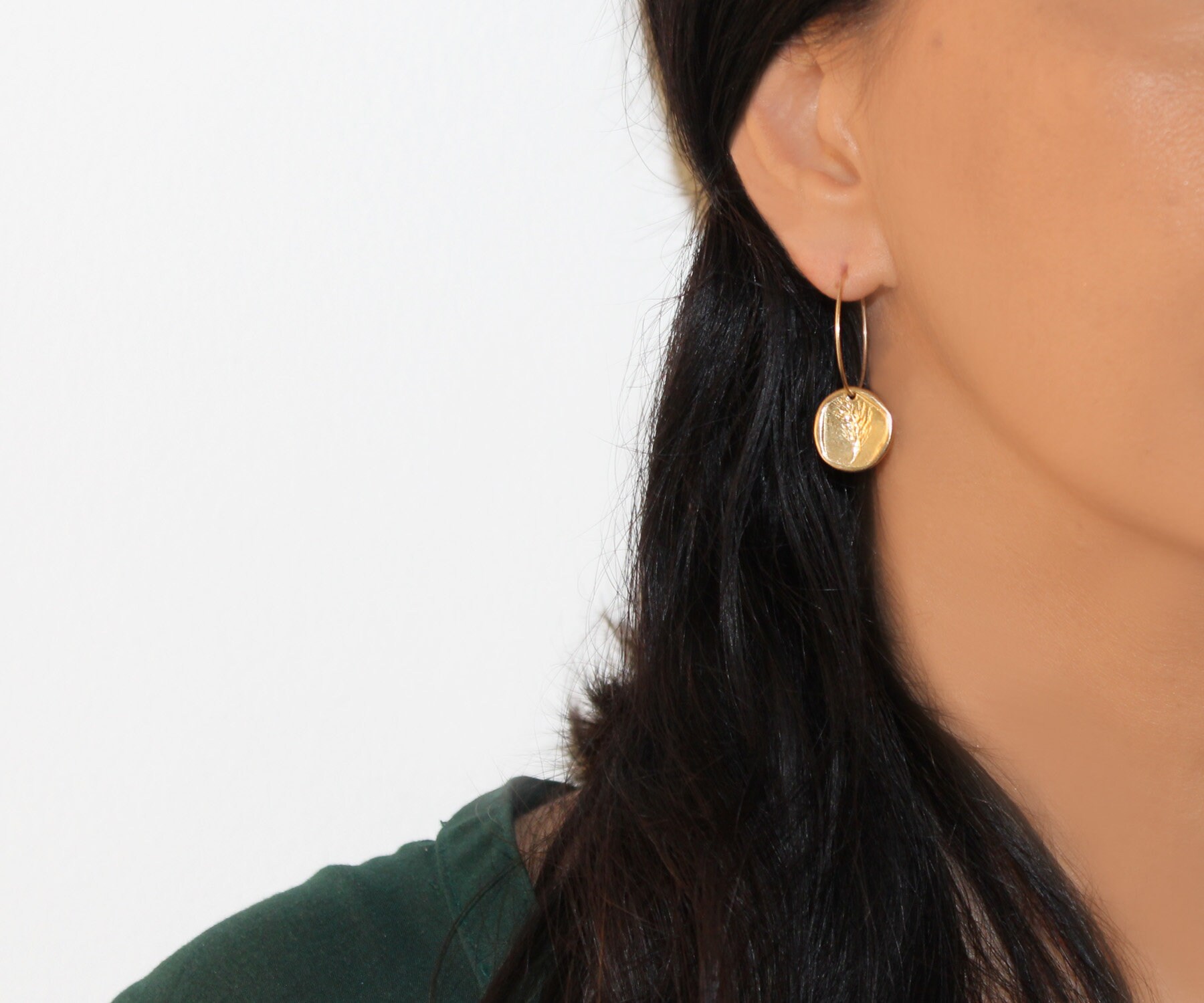 Gold Coin Earrings Hoop Earrings Gold Filled Earrings - Etsy
