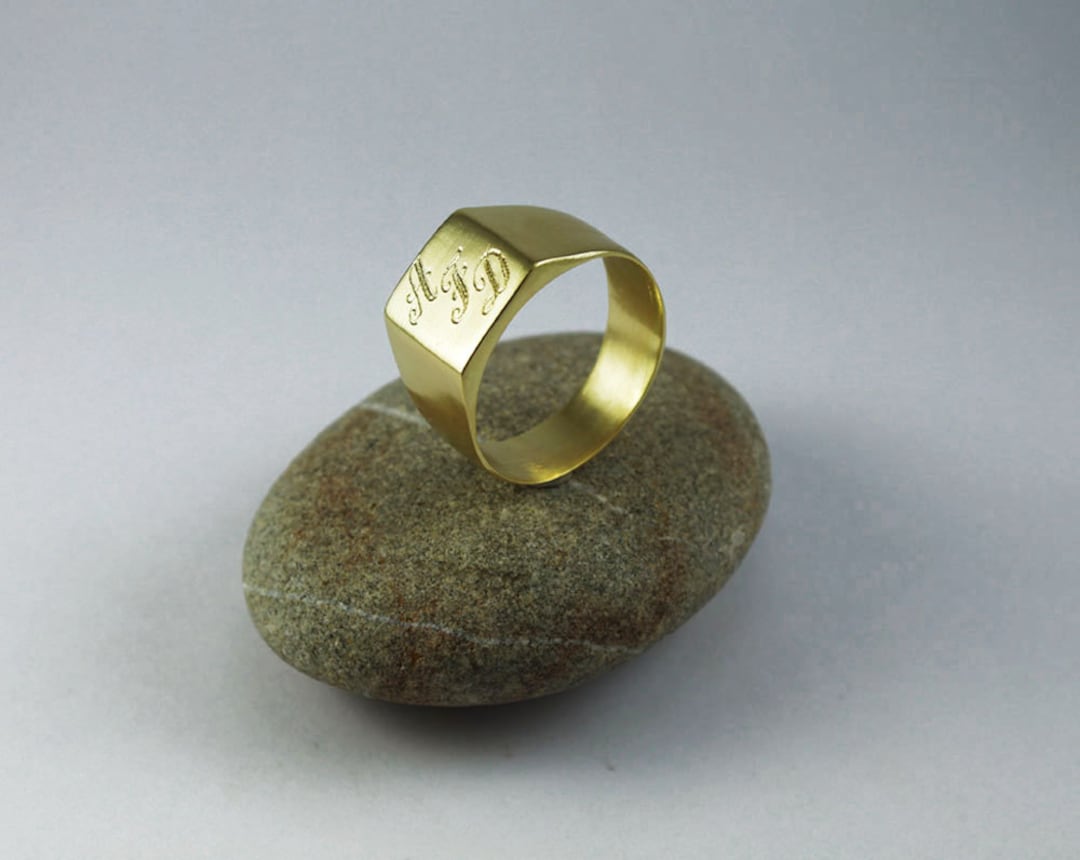 Mens Signet Ring Square Signet Ring Personalized Signet Ring Monogram ...