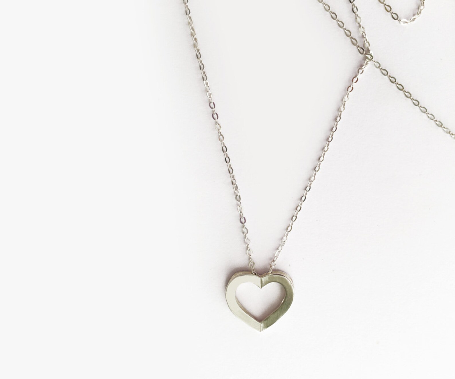 Gold Heart Pendant Small Gold Heart Necklace Two Heart | Etsy