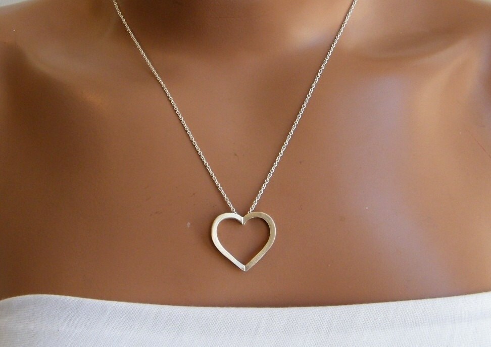 Valentines jewelry gift for her Sterling silver heart pendant | Etsy