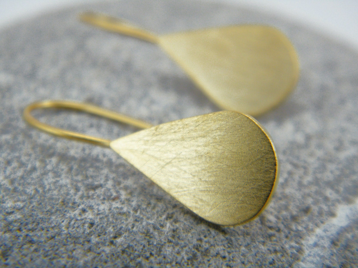 Tear Drop Gold Dangle Earrings Small Dangle Gold Drop Earrings | Etsy