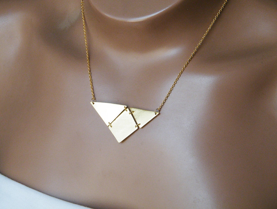 Geometric Gold Necklace Triangle Necklace | Etsy