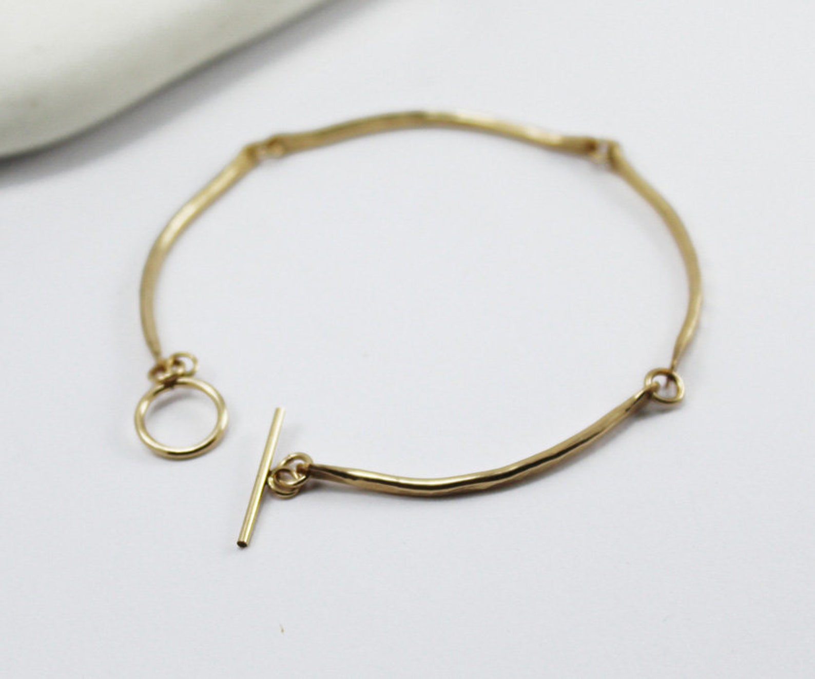 Curved Bar Bracelet Hammered Gold Bracelet Thin Gold Bracelet Gold ...