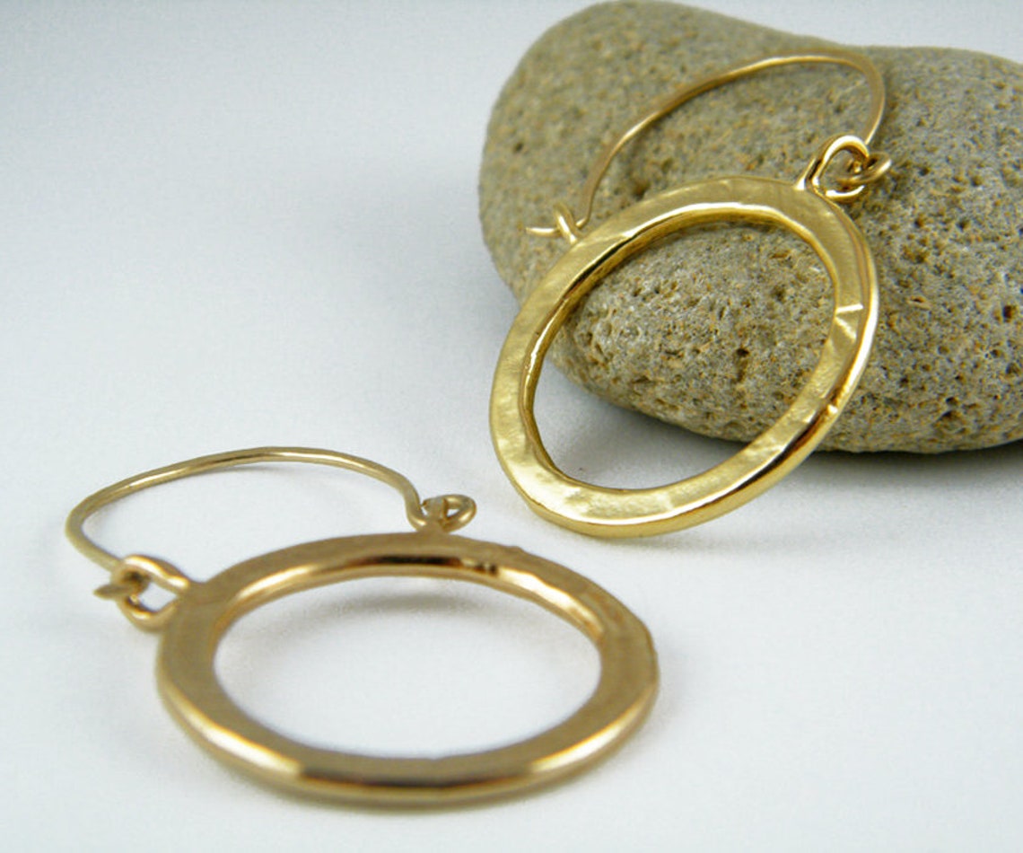 Gold Circle Earrings Gold Hoop Earrings Round Earrings | Etsy