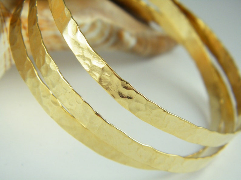Wide Hammered Gold Bangle Handmade Chunky Bangle - Etsy