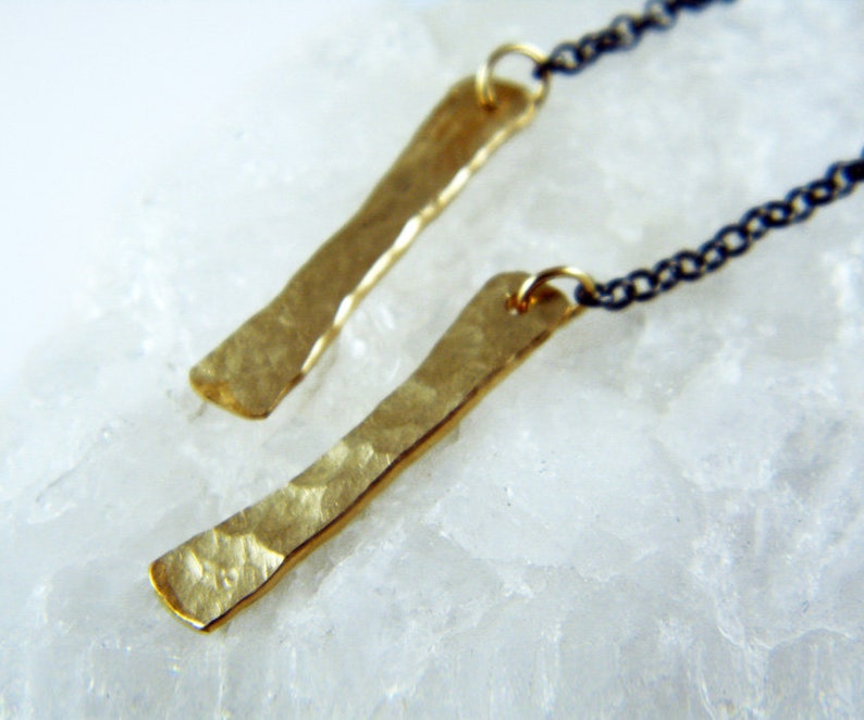 Gold Stick Earrings Gold Bar Earrings Silver and Gold Earrings - Etsy
