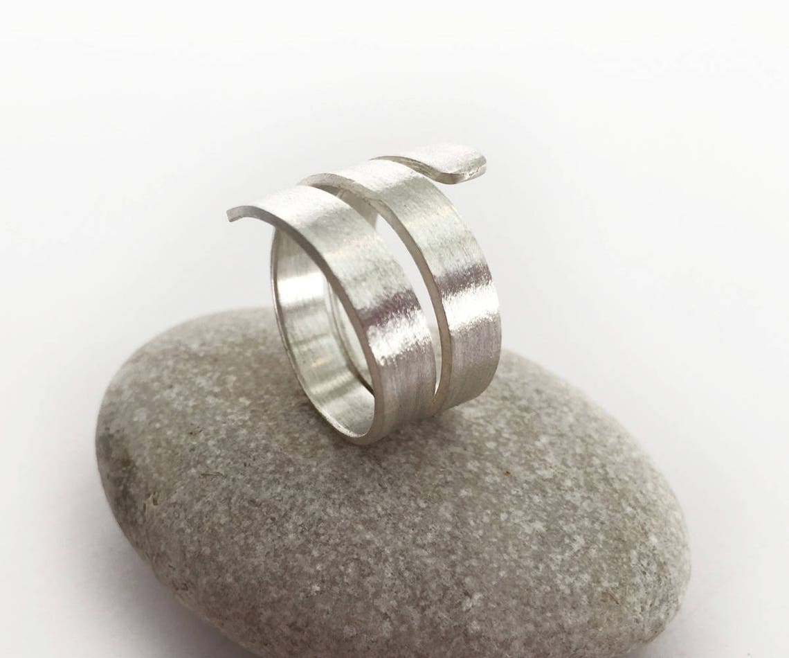 Wrap Ring Silver Bypass Ring Silver Statement Modern Silver - Etsy