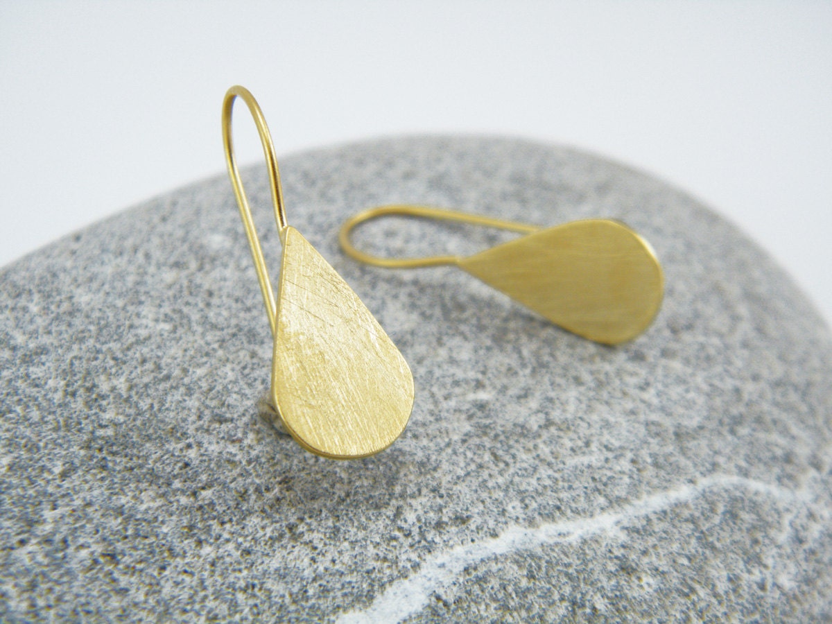 Tear Drop Gold Dangle Earrings Small Dangle Gold Drop Earrings | Etsy