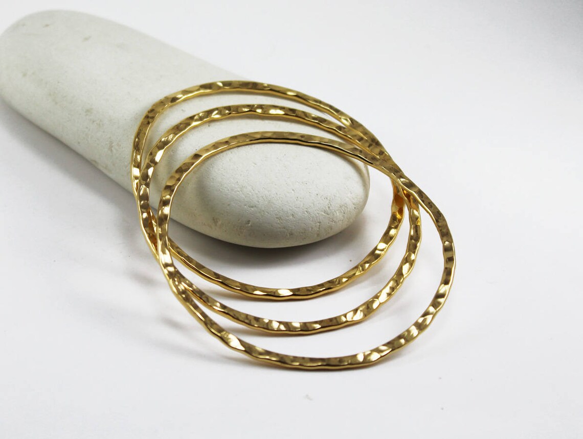Stackable Hammered Bangle Gold Stack Bracelet Rustic Bangle Gold ...