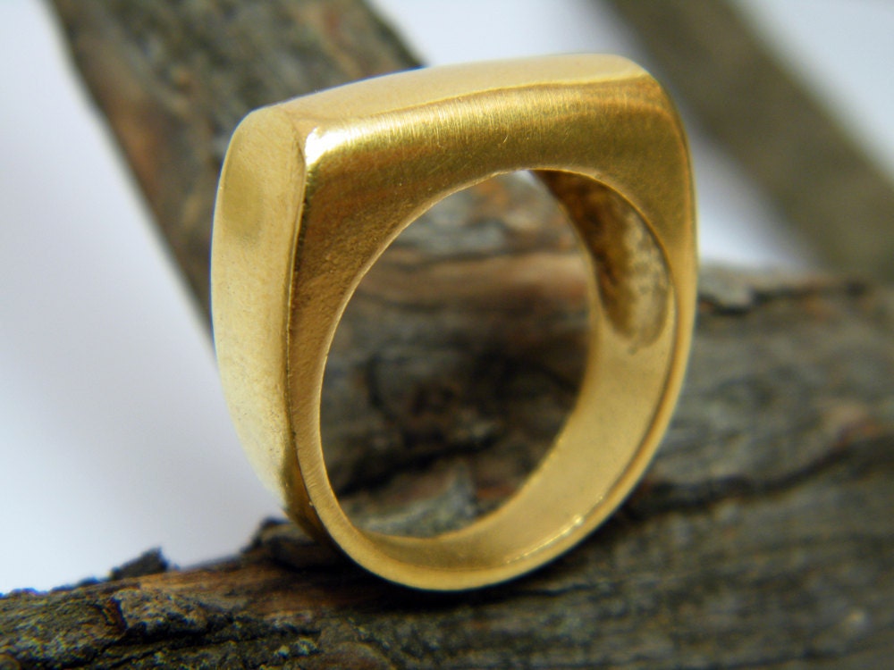Gold Signet Ring Rectangle Ring | Etsy