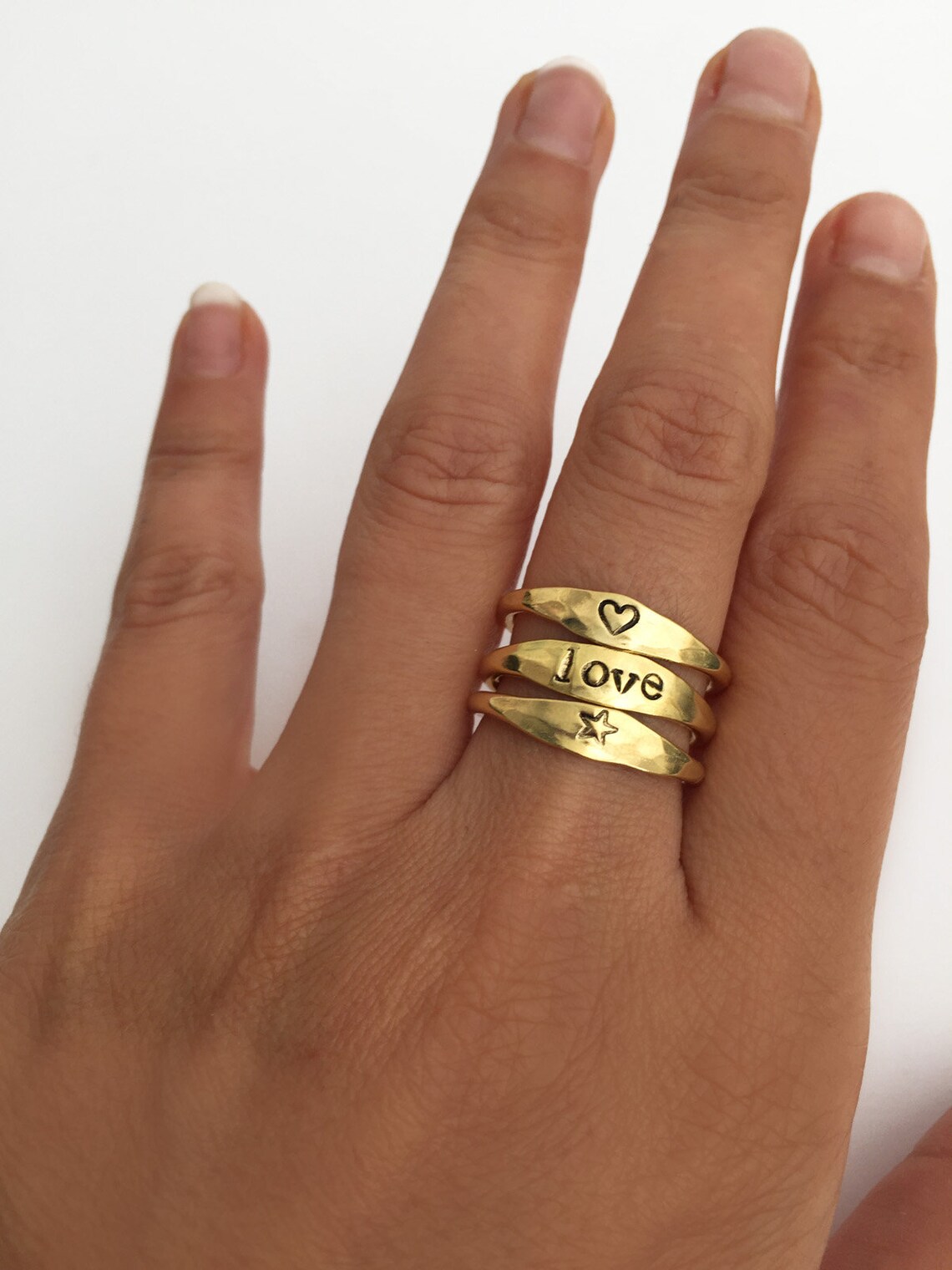Personalized Stamped Stacking Gold Rings Stackable Name Ring ...