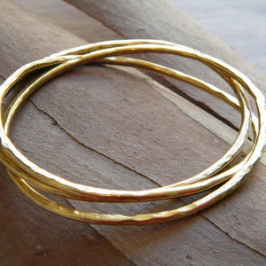 Trio Bangles Gold Handmade Bangle Rustic Bangle Stacking Bangle ...