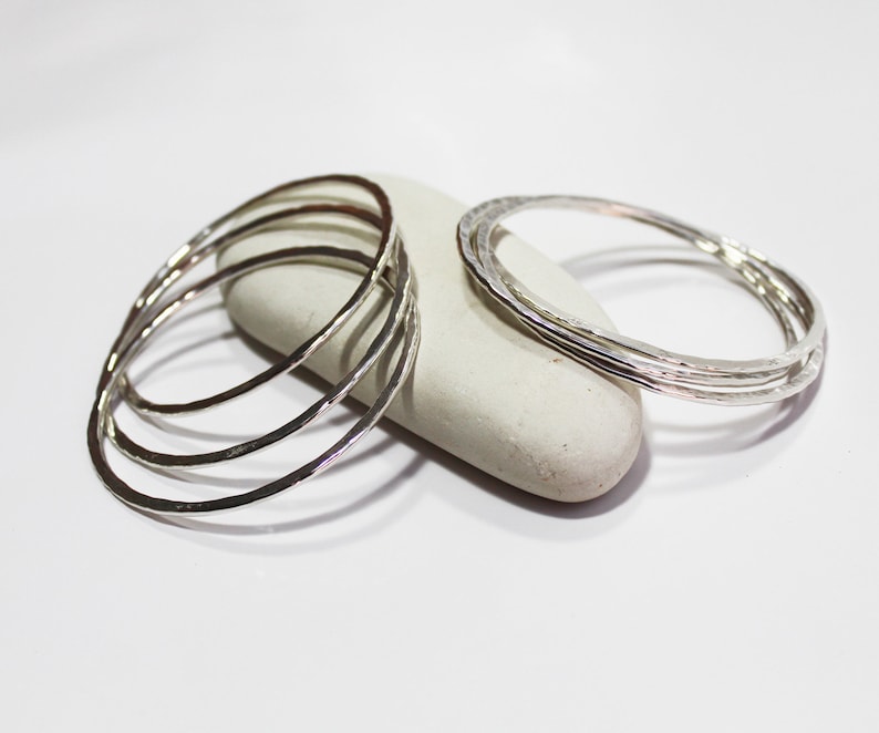 Gold Stack Bracelet Set of 3 Bracelets Hammered Gold Bangle - Etsy