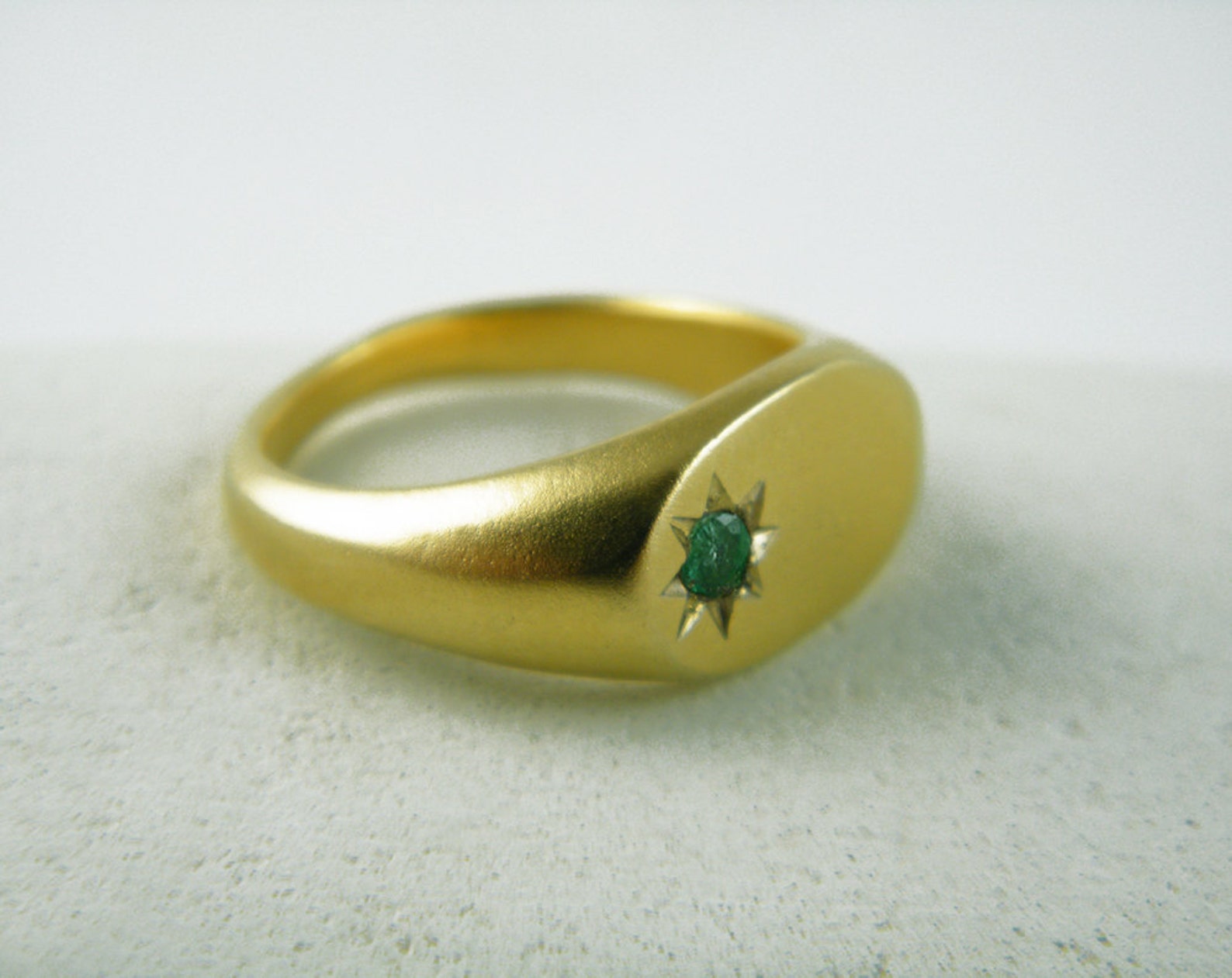 Signet Ring Red Ruby Ring Gold Emerald Ring Zirkon Ring Gold Signet ...