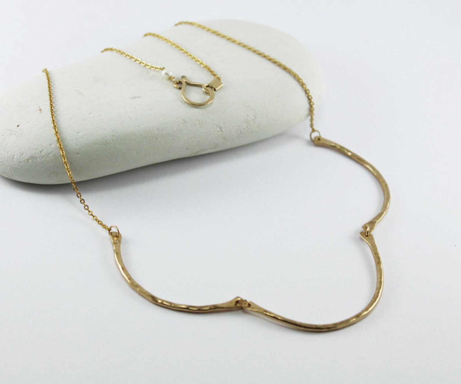 Gold Curved Bar Necklace Elegant Necklace Unique Gold - Etsy