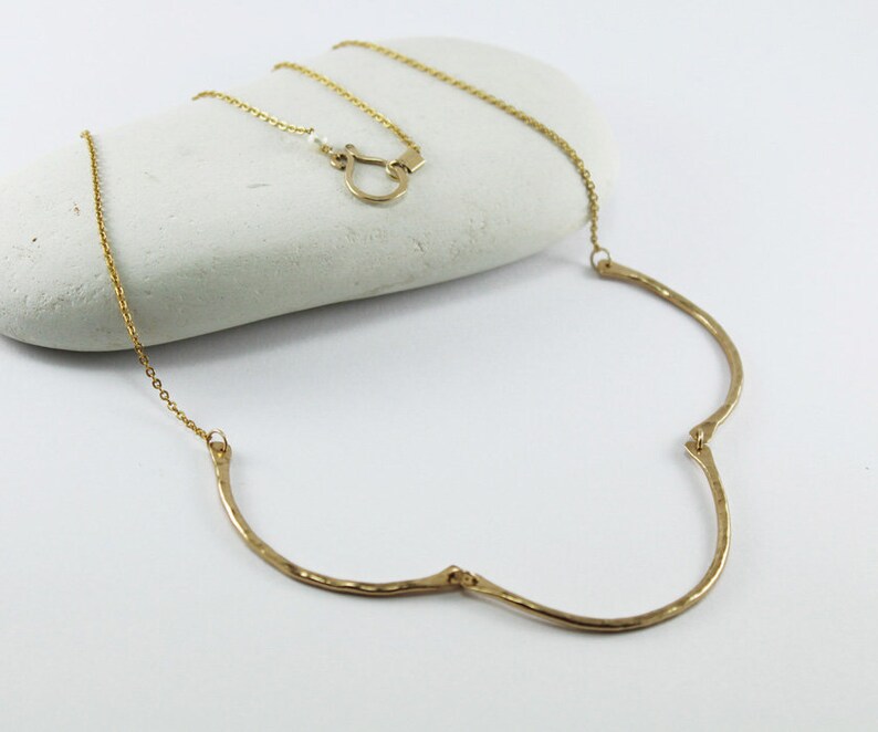 Gold Curved Bar Necklace Elegant Necklace Unique Gold - Etsy