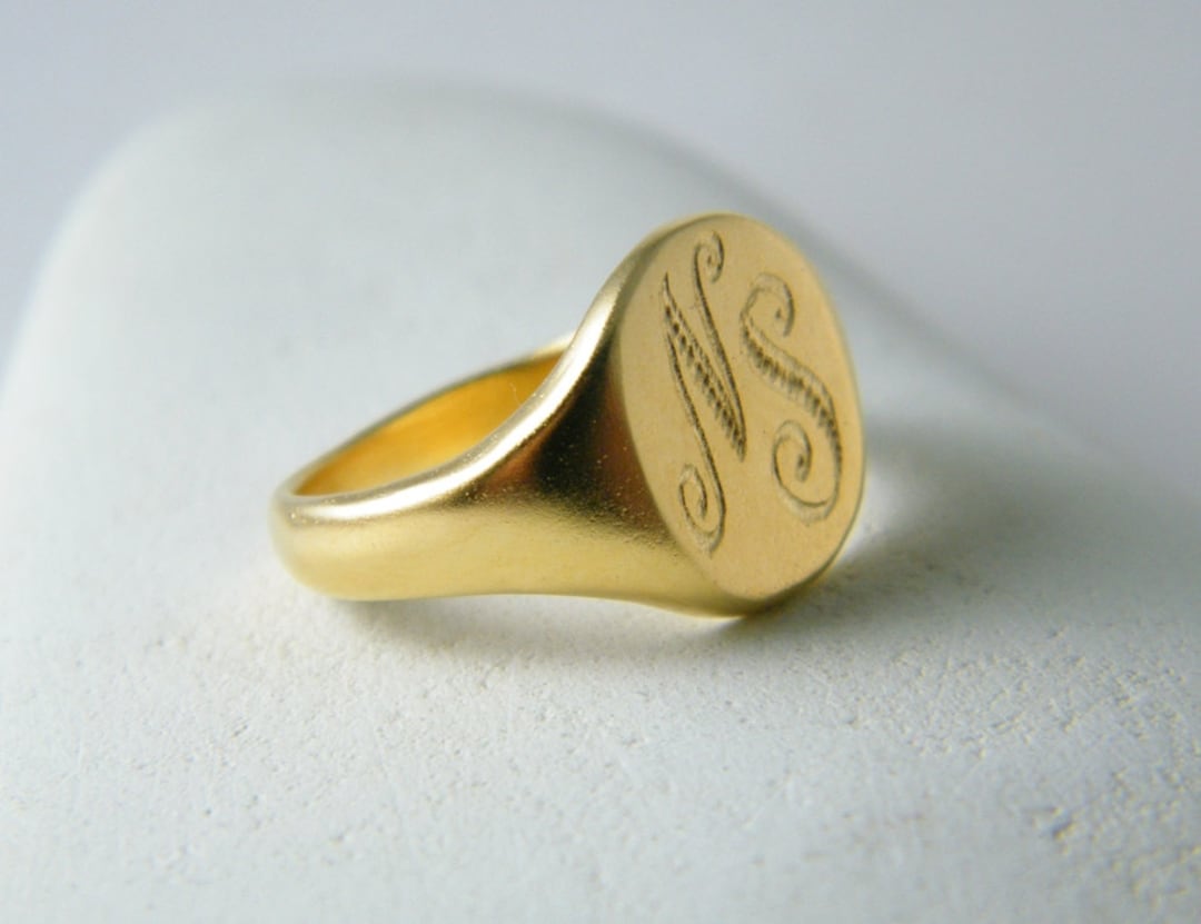 Gold Signet Ring Monogram Signet Ring Personalized Ring Initials Ring ...
