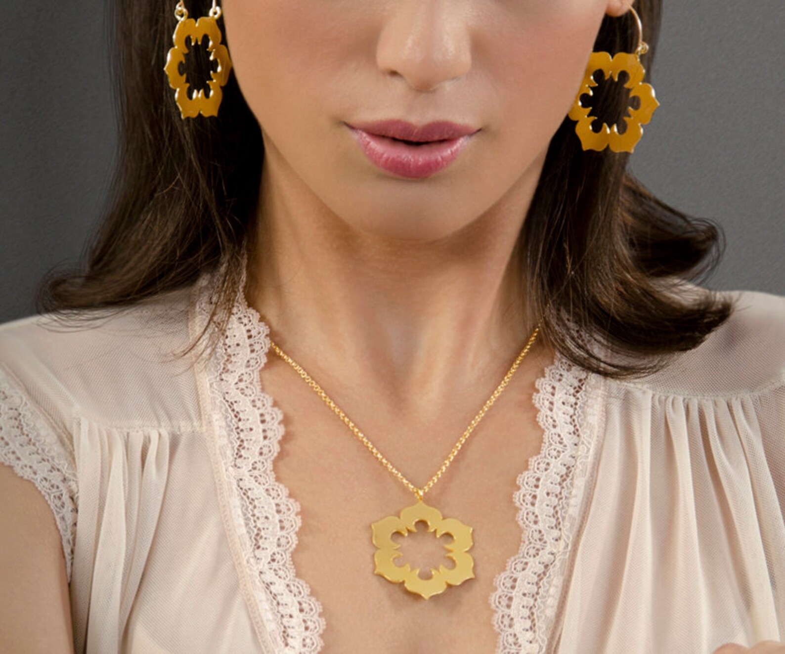 Flower Earrings Big Gold Earrings Statement Earrings - Etsy