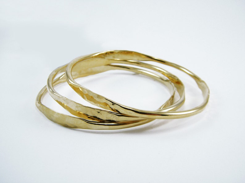 Hammered Stackable Bangle Gold Stack Bracelet Rustic Bangle Gold ...