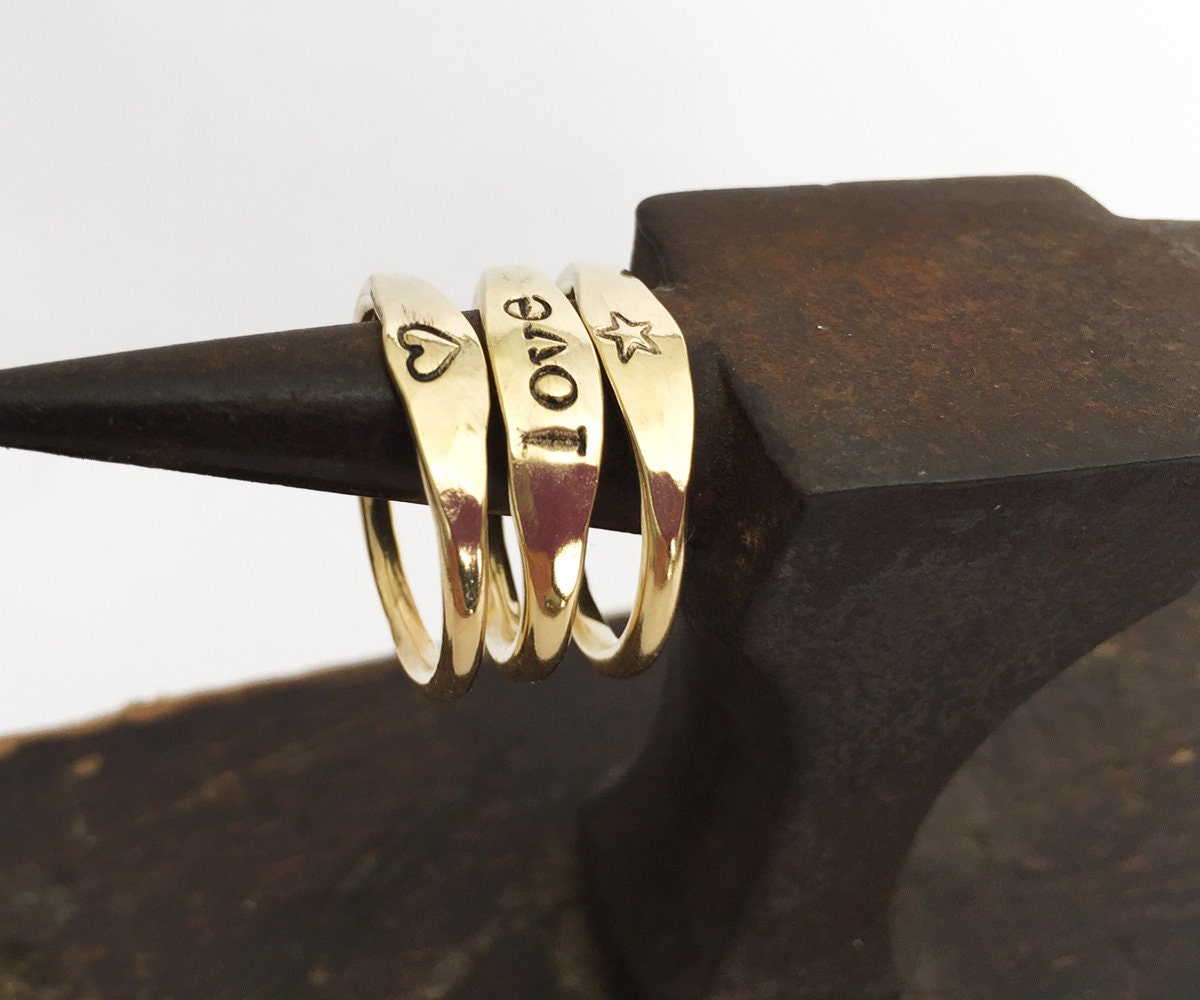Personalized Stamped Stacking Gold Rings Stackable Name Ring ...
