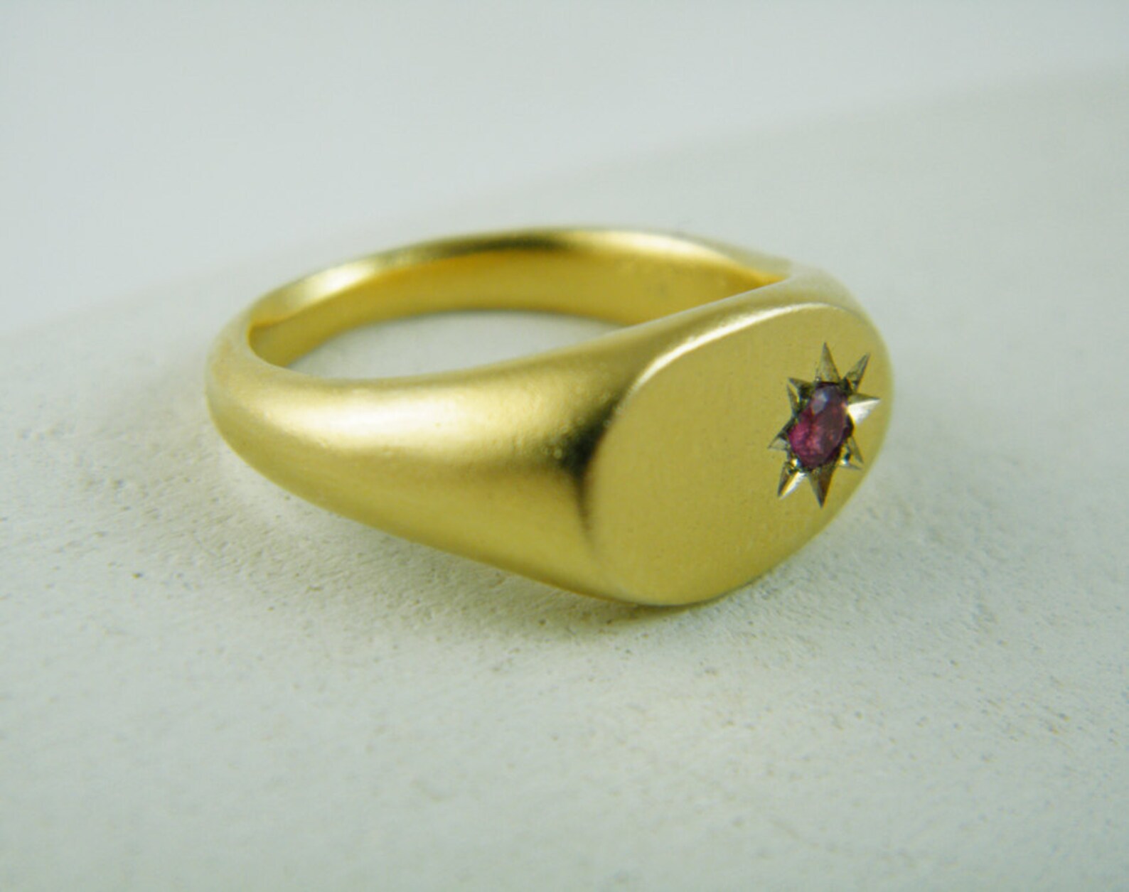 Signet Ring Red Ruby Ring Gold Emerald Ring Zirkon Ring Gold Signet ...