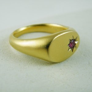 Signet Ring Red Ruby Ring Gold Emerald Ring Zirkon Ring Gold Signet ...