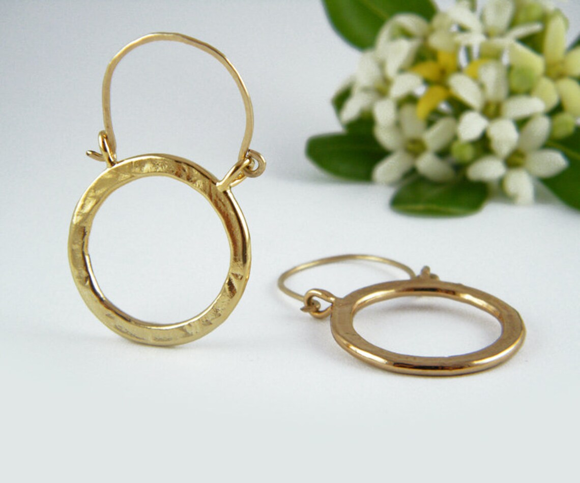 Gold Circle Earrings Gold Hoop Earrings Round Earrings | Etsy
