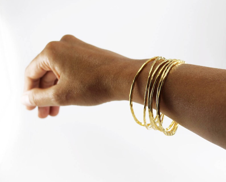 Stackable Hammered Bangle Gold Stack Bracelet Rustic Bangle Gold Stacking Bangle Hammered Gold ...