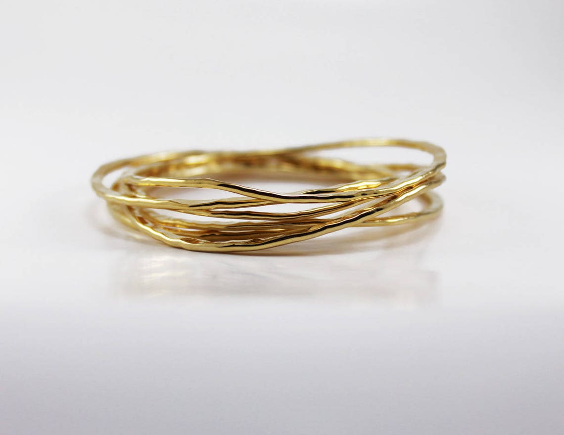 Stackable Hammered Bangle Gold Stack Bracelet Rustic Bangle Gold ...