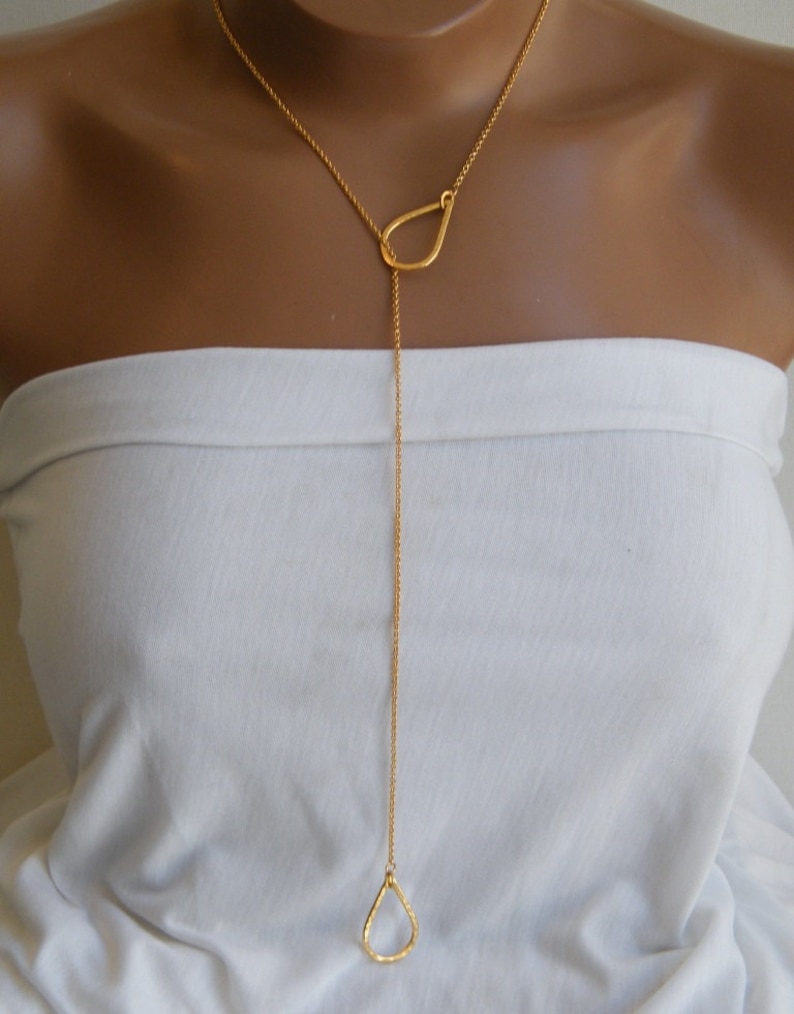 Gold Lariat Necklace Drop Necklace Gold Long Lariat Necklace | Etsy