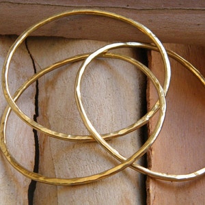 Trio Bangles Gold Handmade Bangle Rustic Bangle Stacking Bangle ...