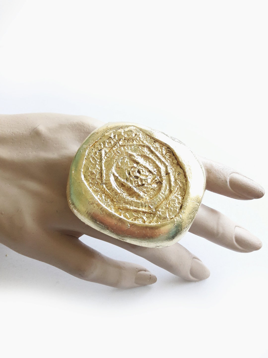 Huge Gold Ring, Statement Ring, Square Gold Ring, Big Ring, Pattern ...